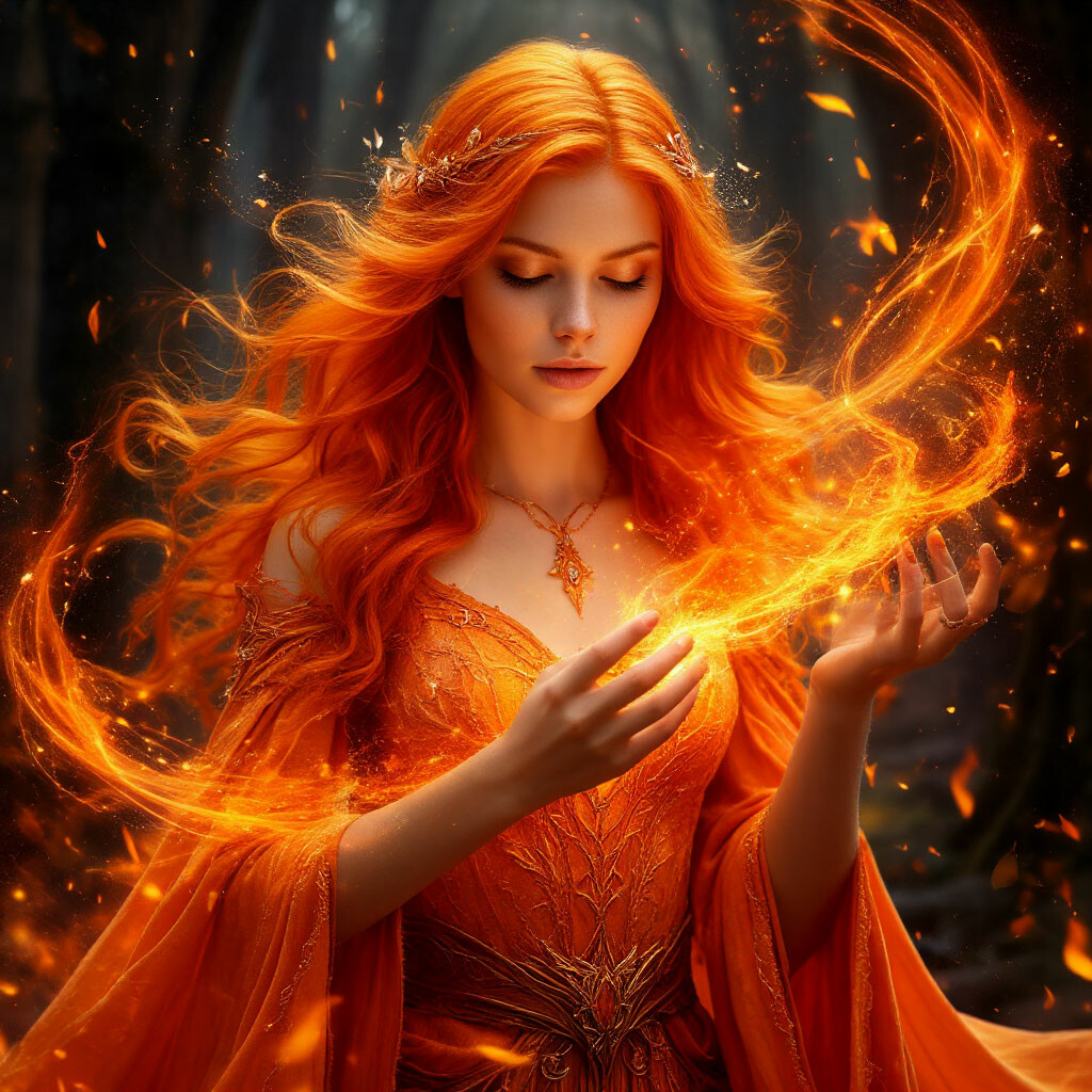 "Fantasy orange magic." — image created in Shedevrum