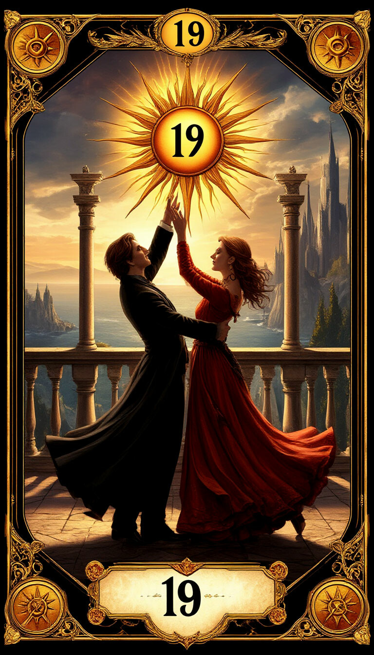 "♠️♥️♣️♦️ Arcano Sol en el marco y el número 19 tarjeta de colección ...