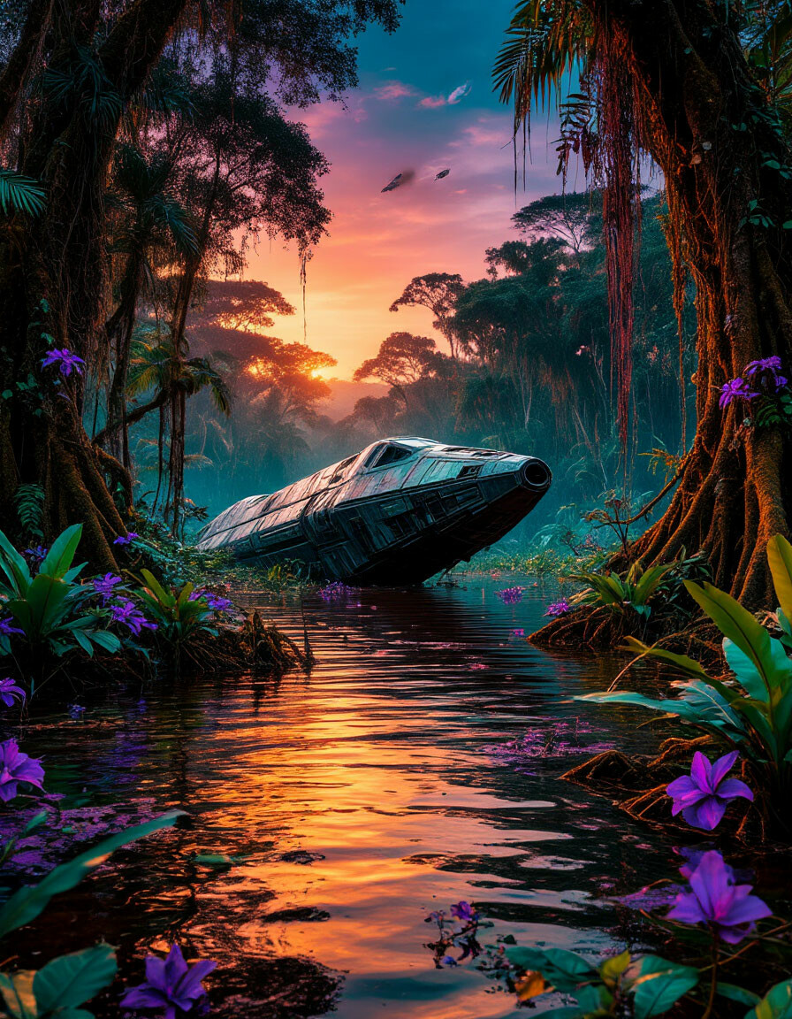 "Selva Double exposure A tropical ancient forest of another planet, a ...