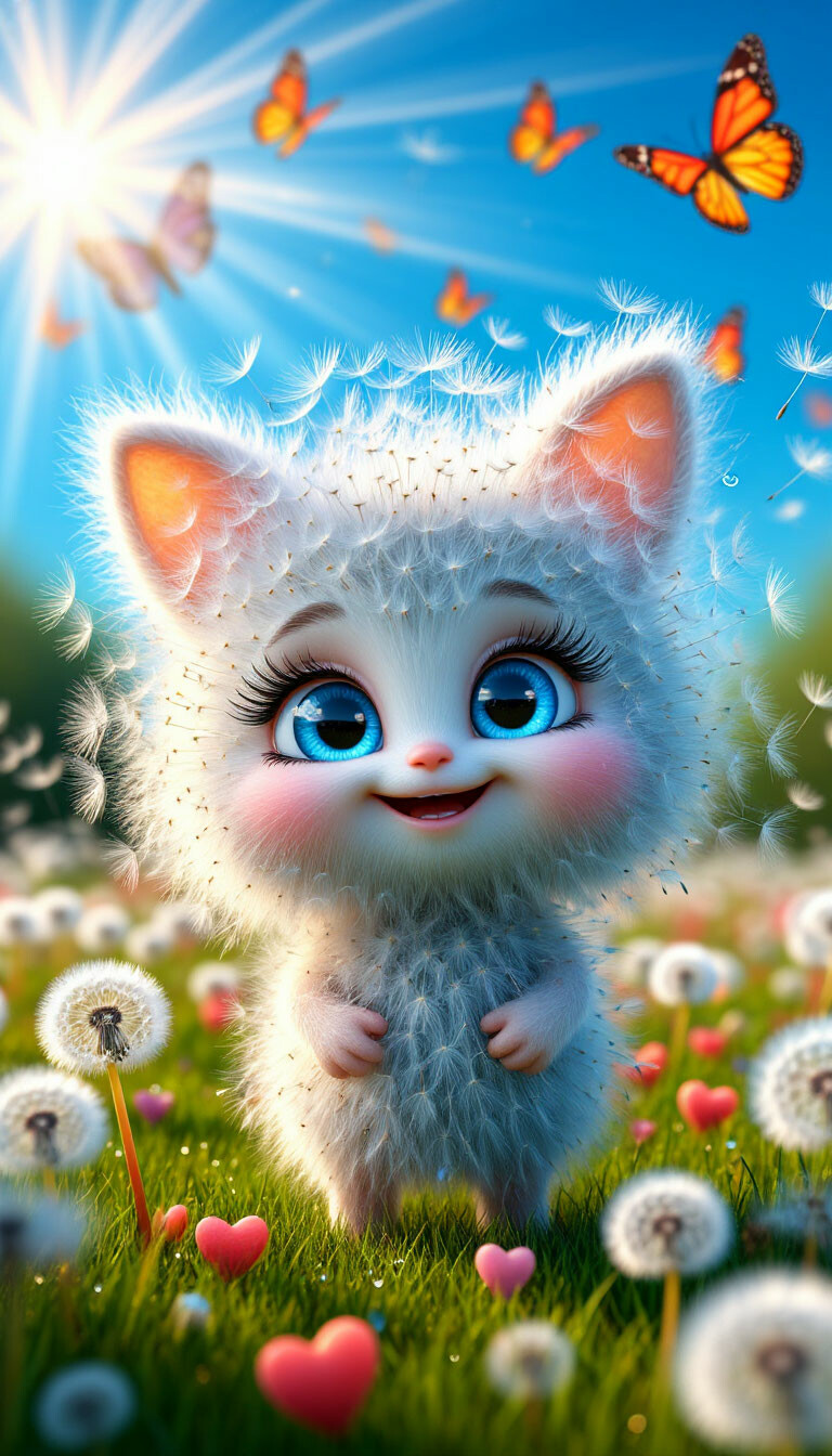 "Computer graphics, 3d, happiness, a soft creature, airy, smiling ...