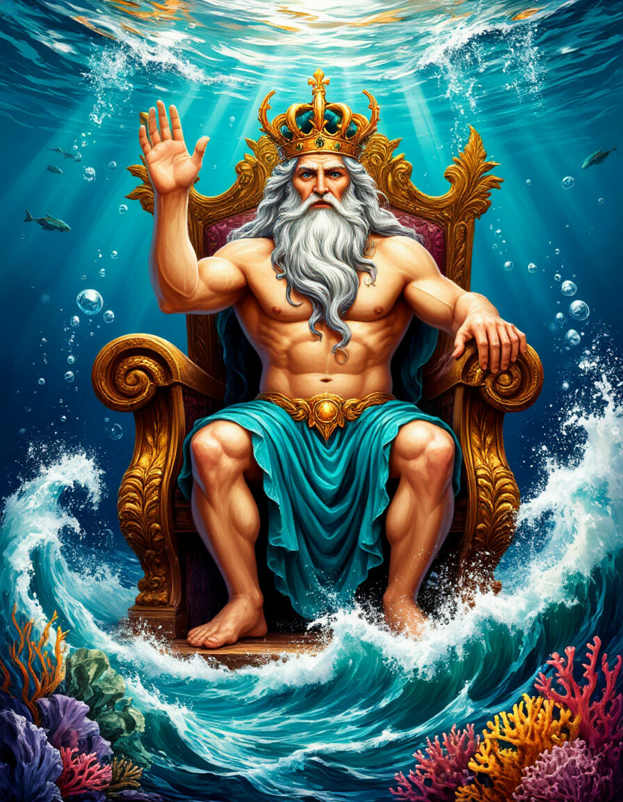 "Digital color painting. Fairy tale. In the sea under the water on the ...