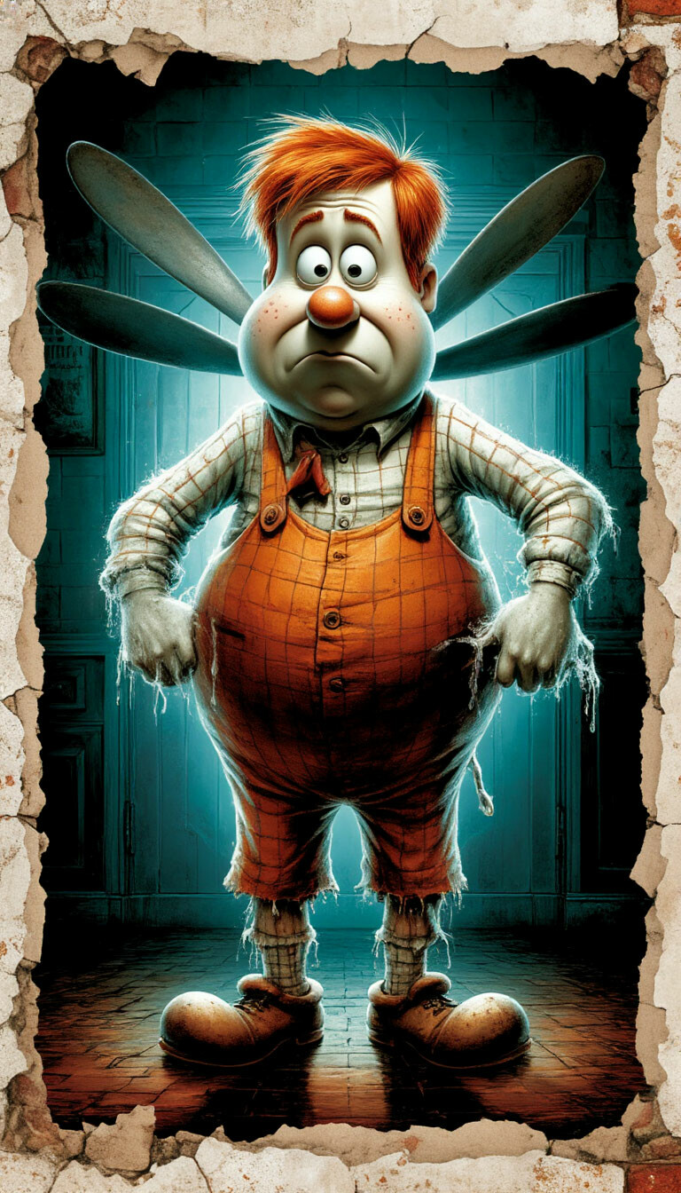 "Poster on the wall, a blob on the poster suddenly forms a ghost leg of ...