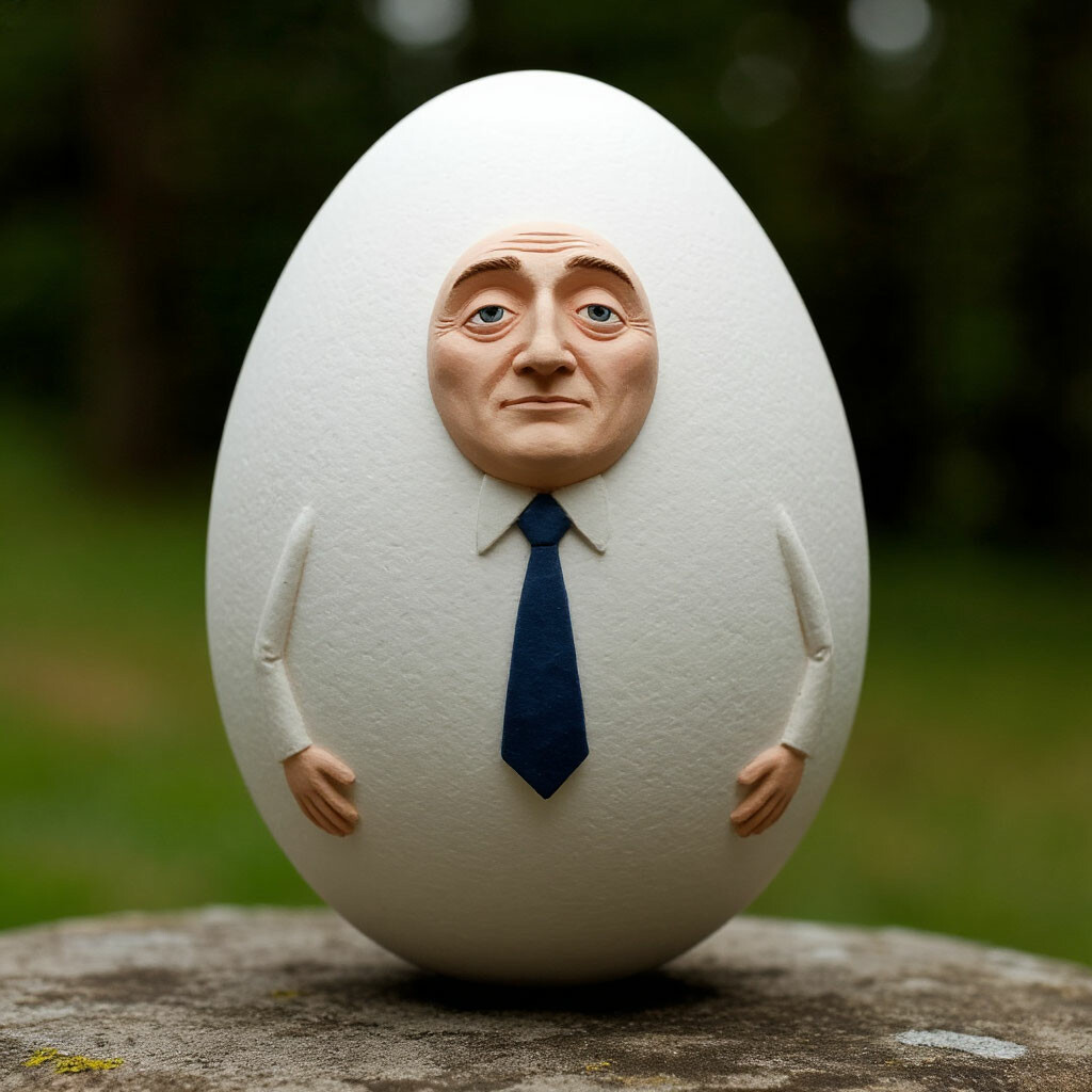 "The egg-shaped man" — image created in Shedevrum