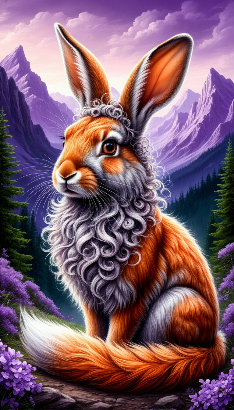 "Fantastic animal: a long-haired rabbit with curly hair, curly locks on ...
