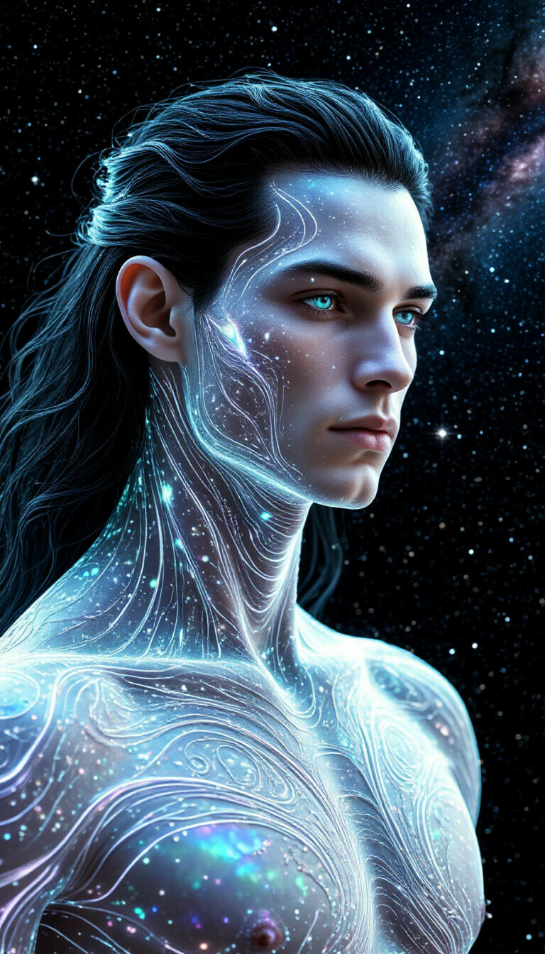 "White starry night hologram in the starry sky amazing view of a ...