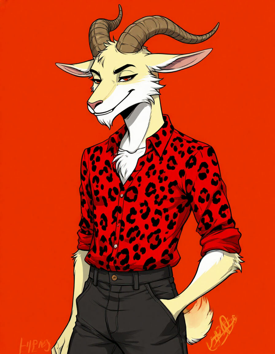 "Furry Beastars melón, furry macho dragón-cabra, 2D, estilo Beastars ...