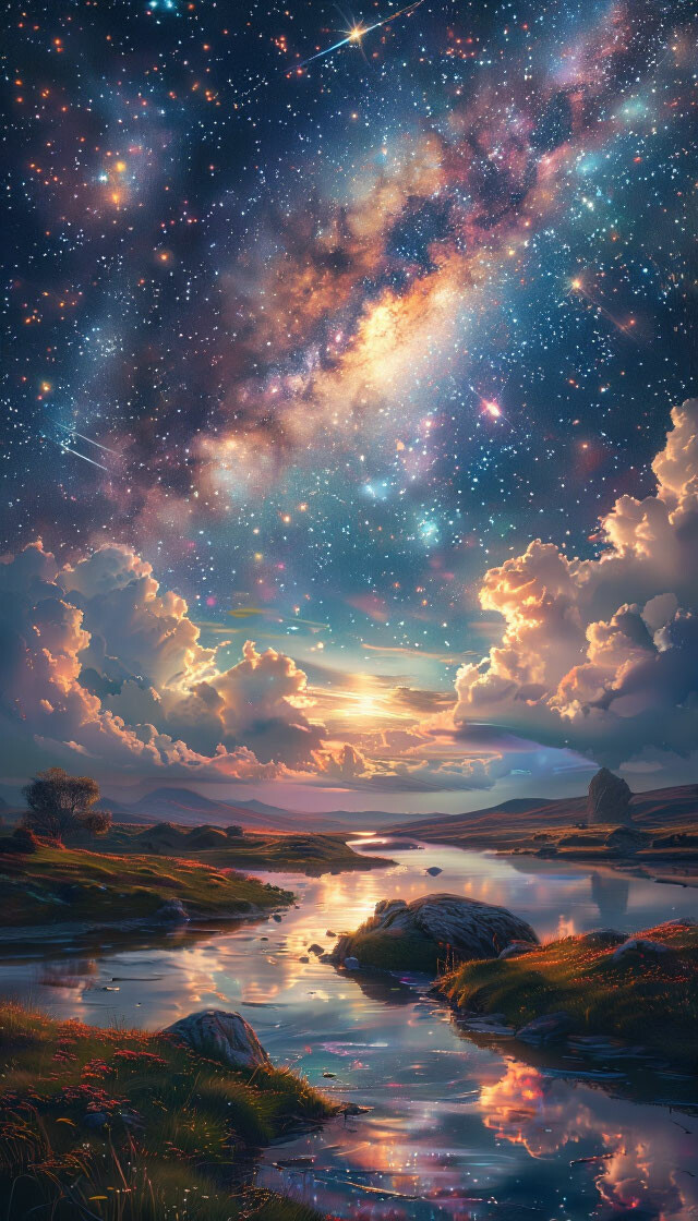 ". random plot, transparent, gentle movement, positive, milky way, …" — image created in Shedevrum