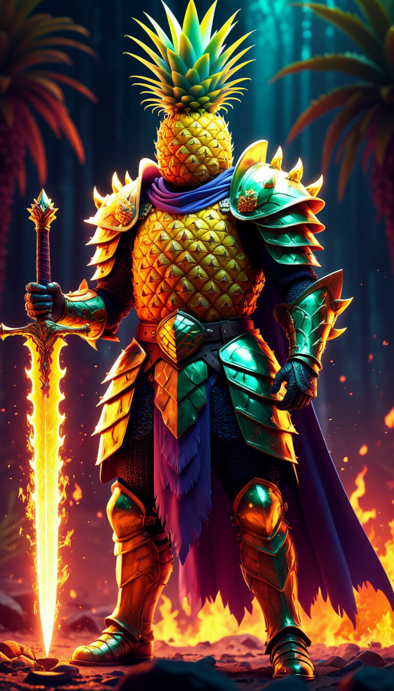 "Pineapple knight of the Order of pineapple in pineapple armor with a ...
