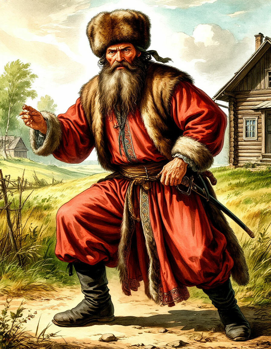 "Stenka Razin Drawing Historical frame" — image created in Shedevrum