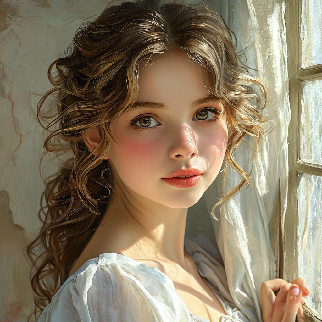 in the style of the artist Hazel Martin Levery, portrait of a ...