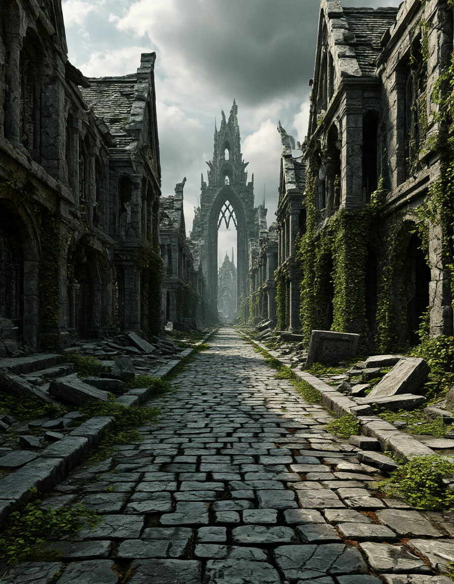 "A colossal stone avenue, broad and straight, lined by the jagged ...