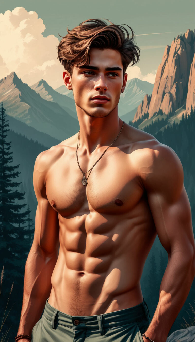 «Handsome young man with soft natural features, athletic physique ...