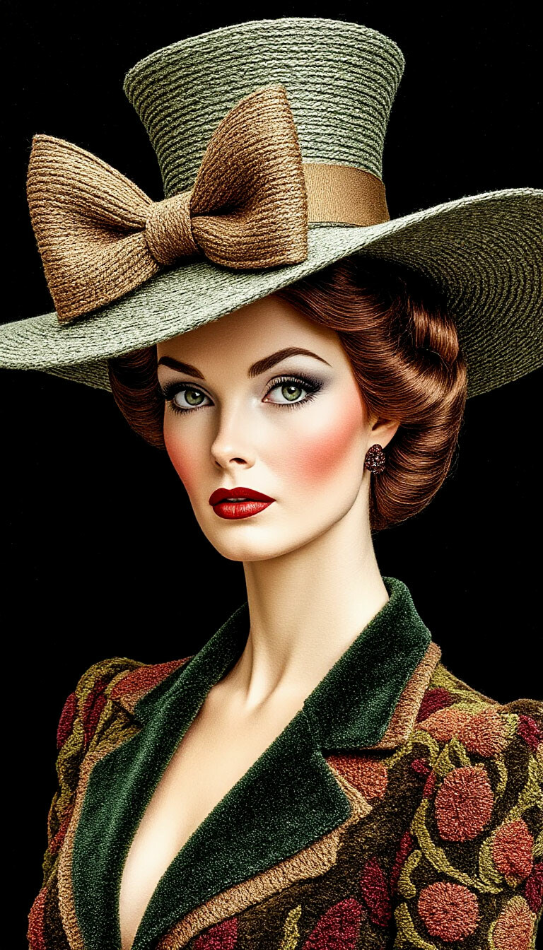 "Gorgeous lady in a wide-brimmed hat, new bow, emotions, pretentious ...