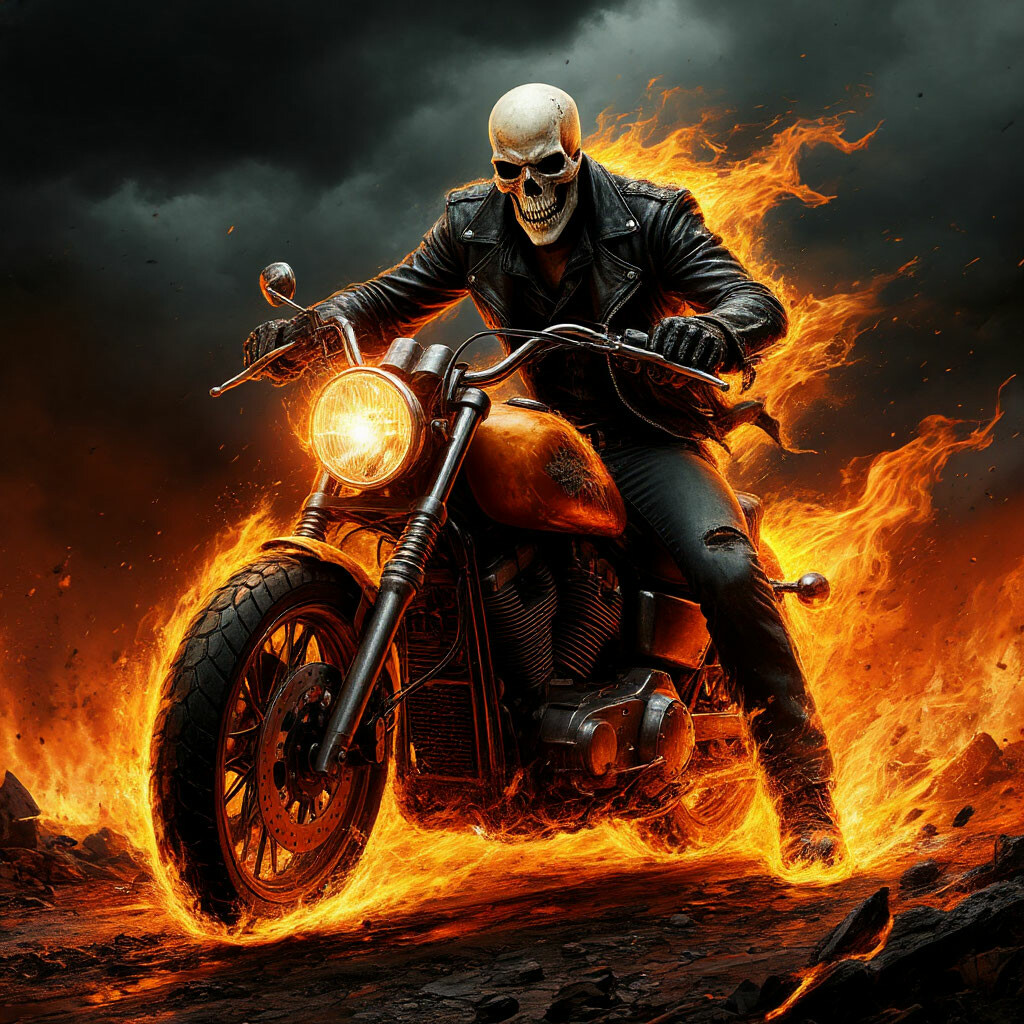 "The Ghost Rider" — image created in Shedevrum