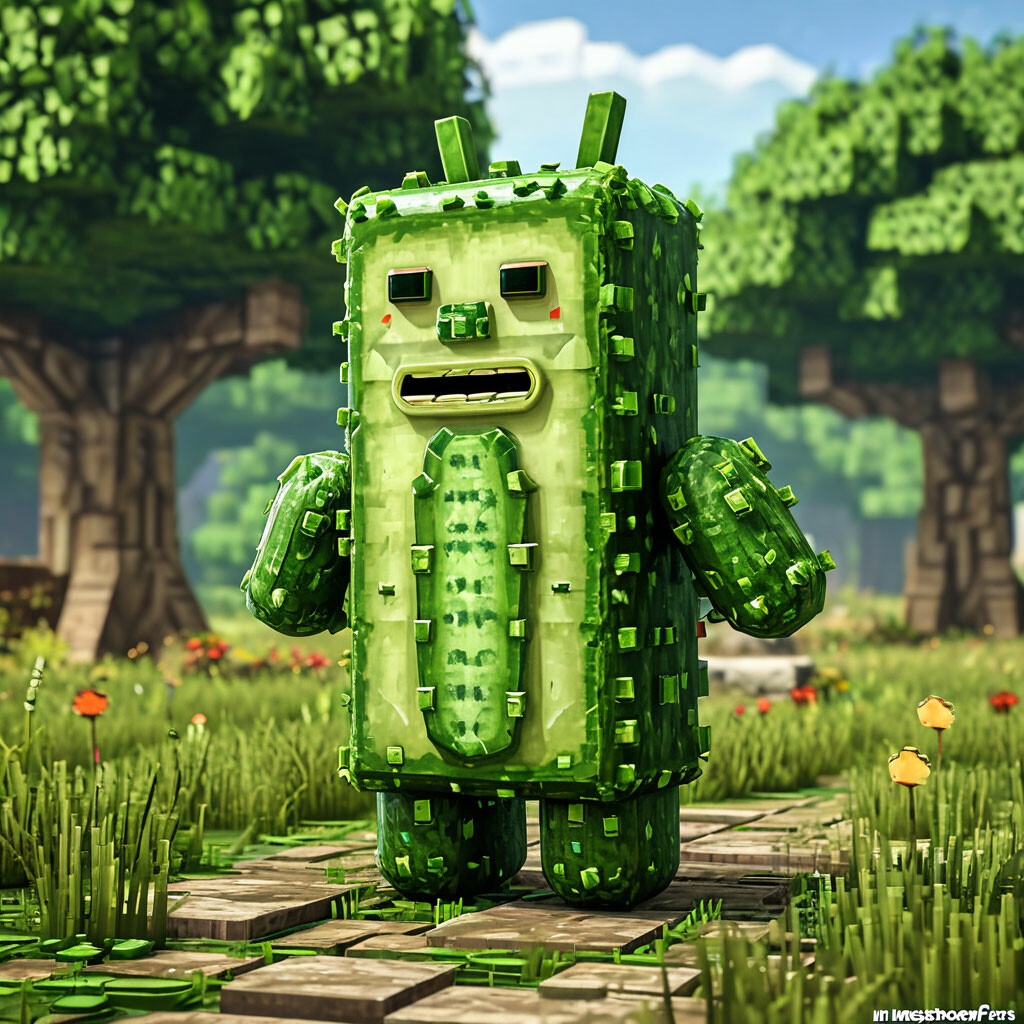 "[Minecraft] New Mob: Cucumber Donor" — image created in Shedevrum