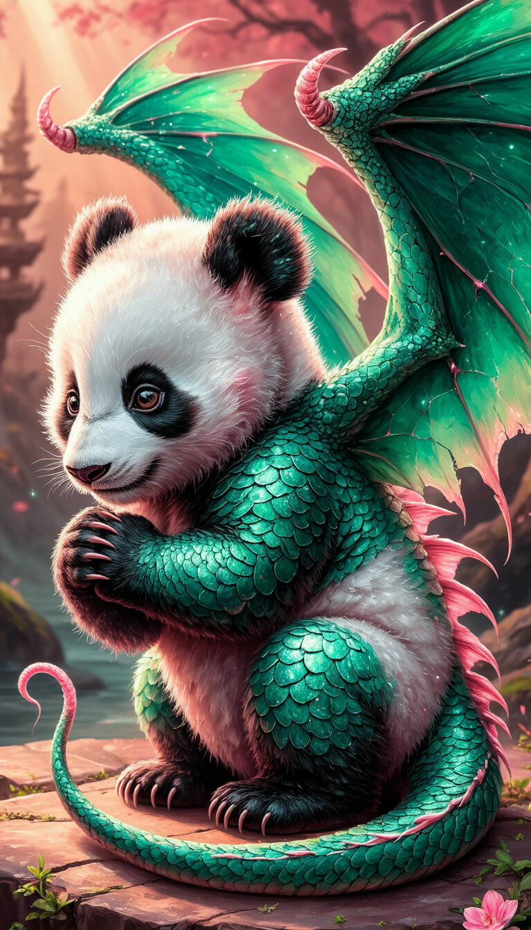 "Horror fantasy cracked gouache beautiful Chinese baby dragon snake ...