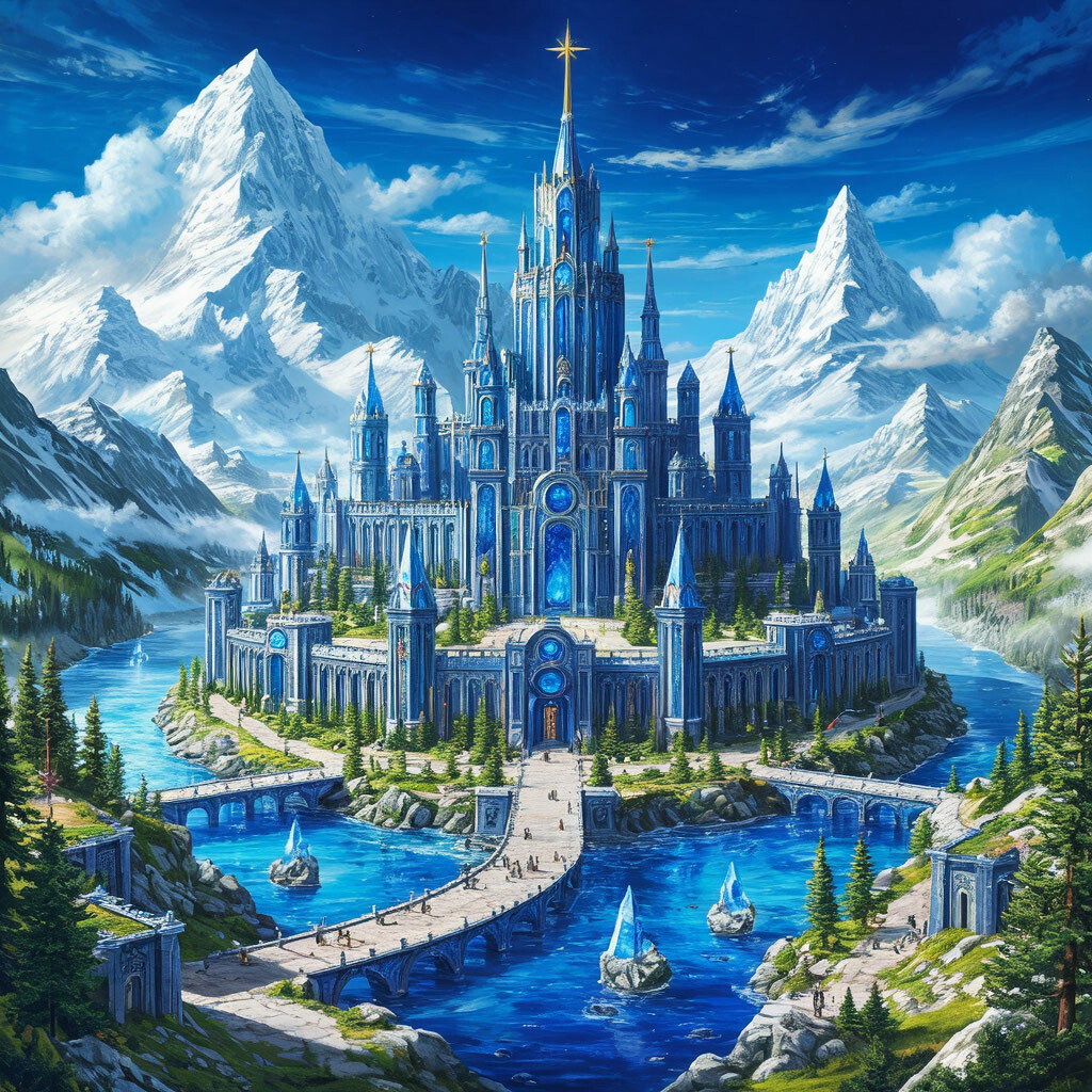 "Sapphire City - the capital of Hyperborea" — image created in Shedevrum
