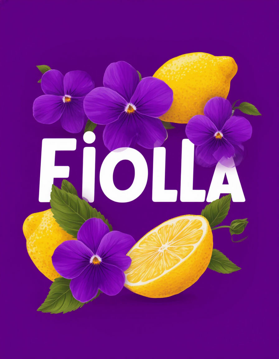 "The word logo exactly write "FIOLLA" Purple and lemon violets" — image ...