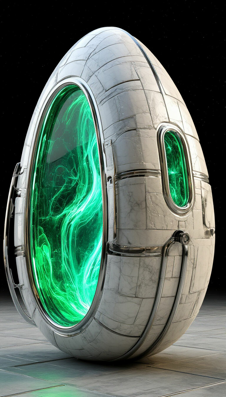 "Avant-garde concept design of a spaceship, white stone cladding and ...