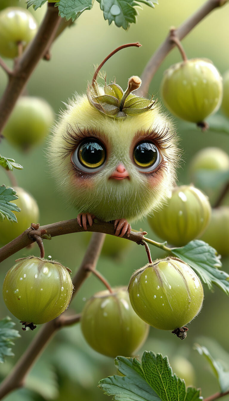 "Small delicate cute gooseberry berries with cute eyes and long ...
