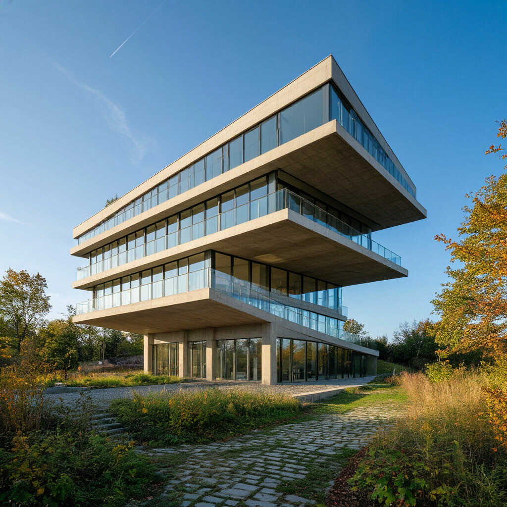 "The building is built at a high angle of inclination" — image created ...