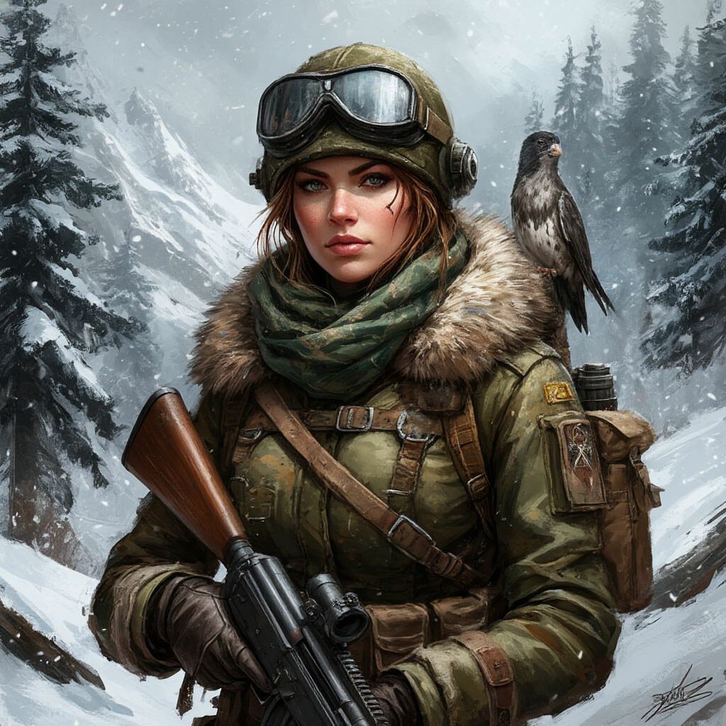 "Frostpunk. digital painting. beauty.grace. hunting" — image created in ...