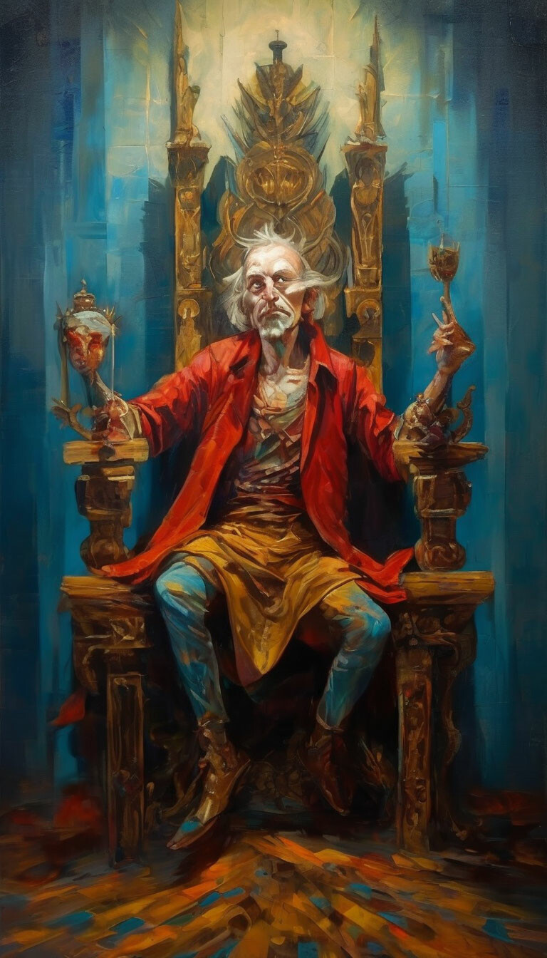 "The fool on the throne technique grabbing scratching paint style ...