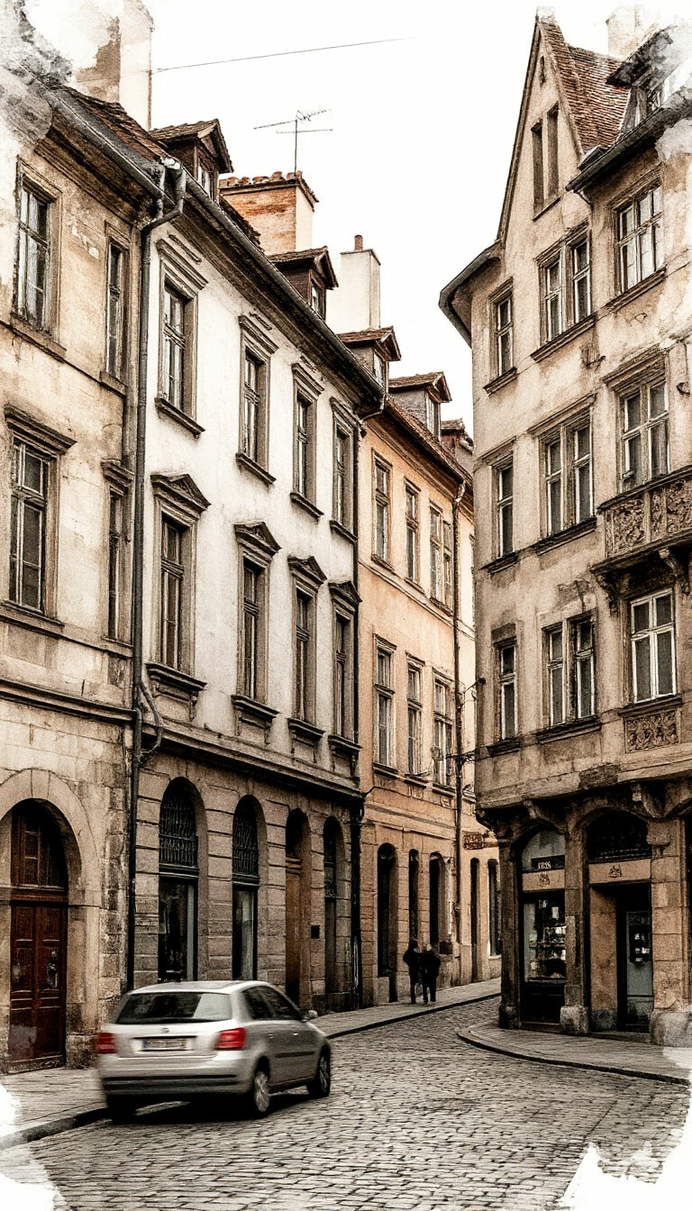 "Arquitectura del casco antiguo,Plaza doble exposición desenfoque ...