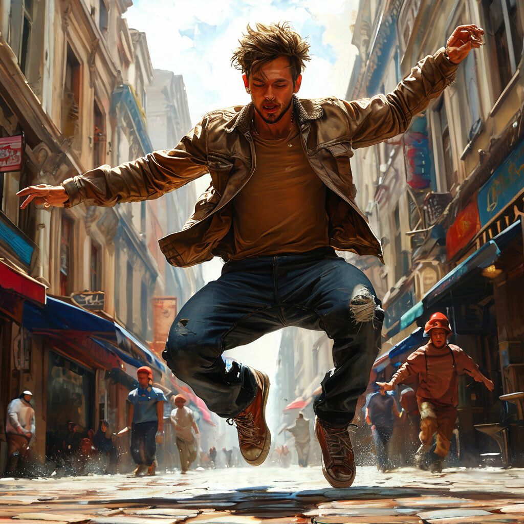 «Break dancing man» — video created in Shedevrum