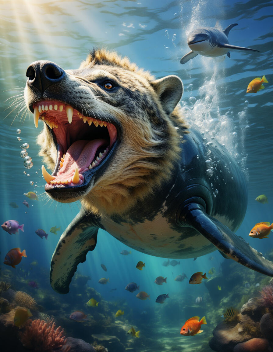 "The sea hyena was waving its gills, blowing bubbles , and scaring fish ...