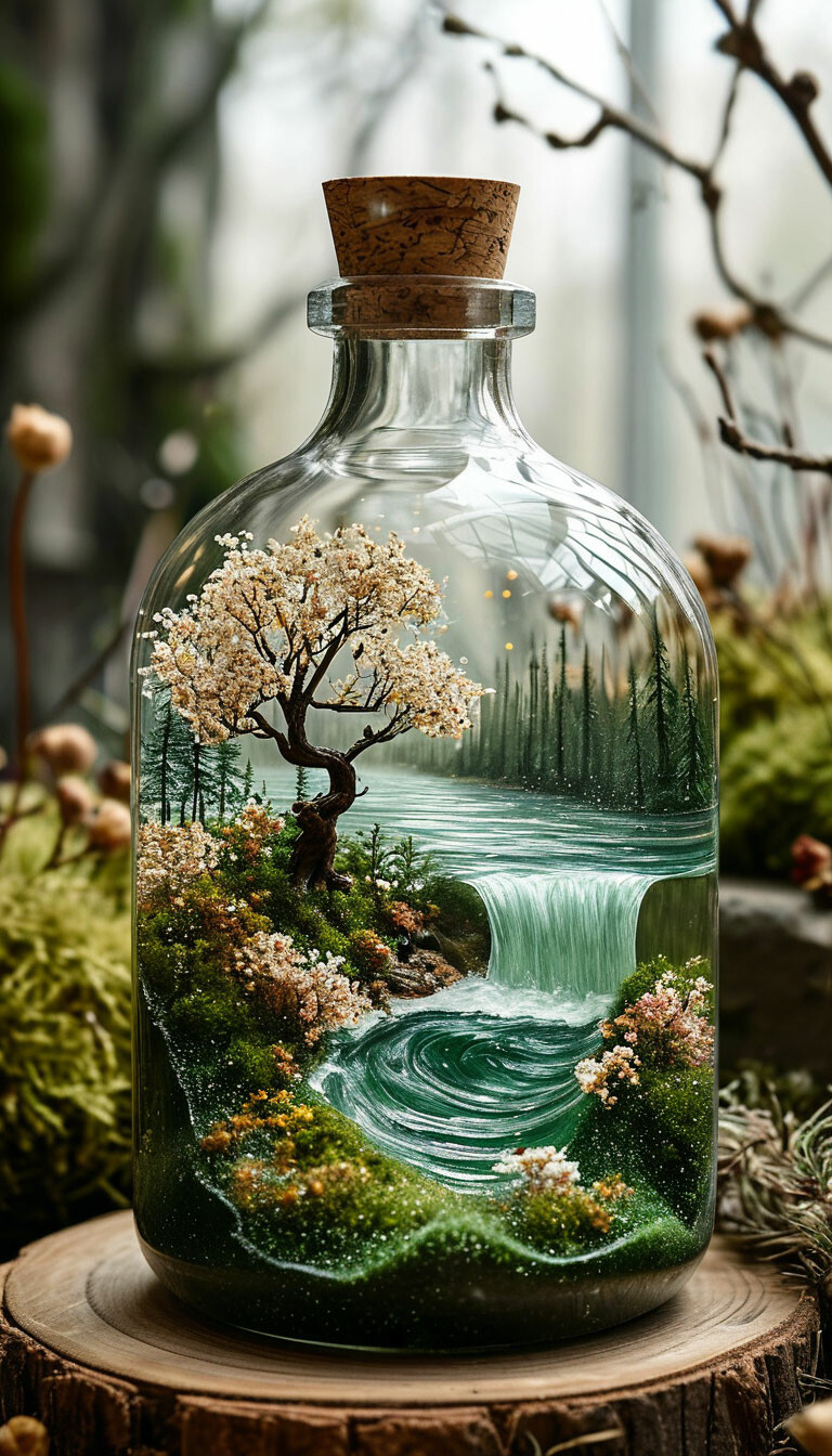 Transparent bulb, epoxy resin+glitter+fairy+small light bulbs+…" — image cr