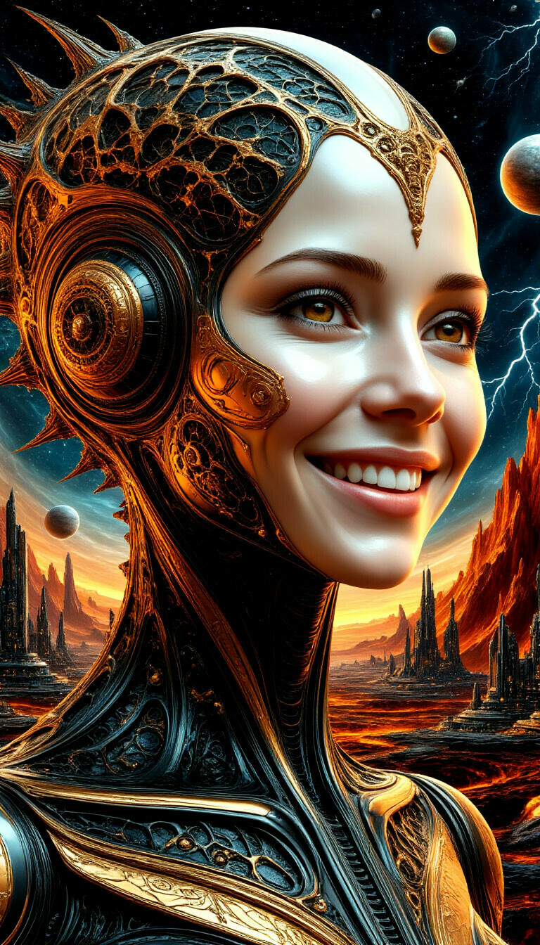 "Photorealism+cyberwoman+sweet+gentle+beautiful+happy smile+in the ...