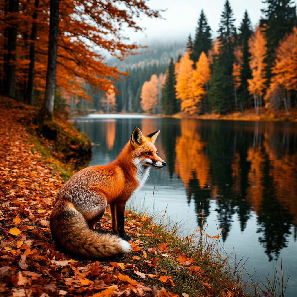 "Professional photography, realism, hyperdetalization, autumn forest ...