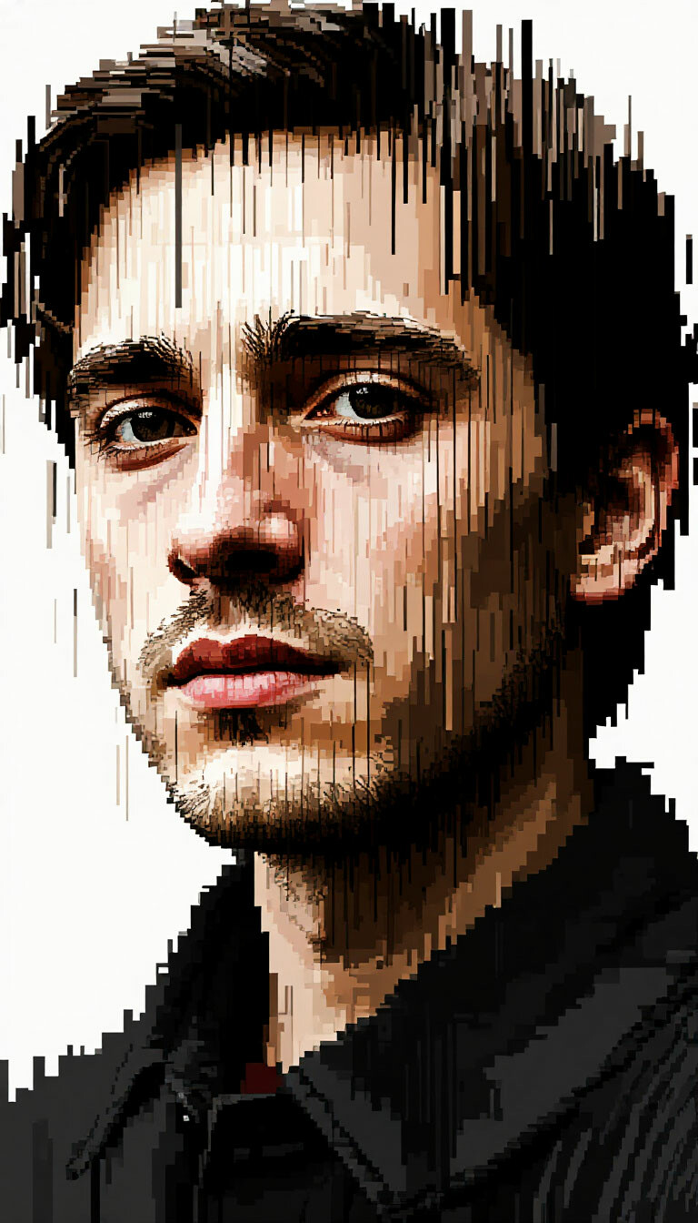 "Portrait. the technique of sorting pixel failures." — image created in ...