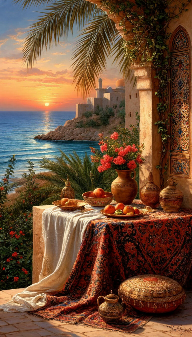 ". Lee Bogle Omar Khayyam sfumato evening,Tunis,still life fantasy art ...