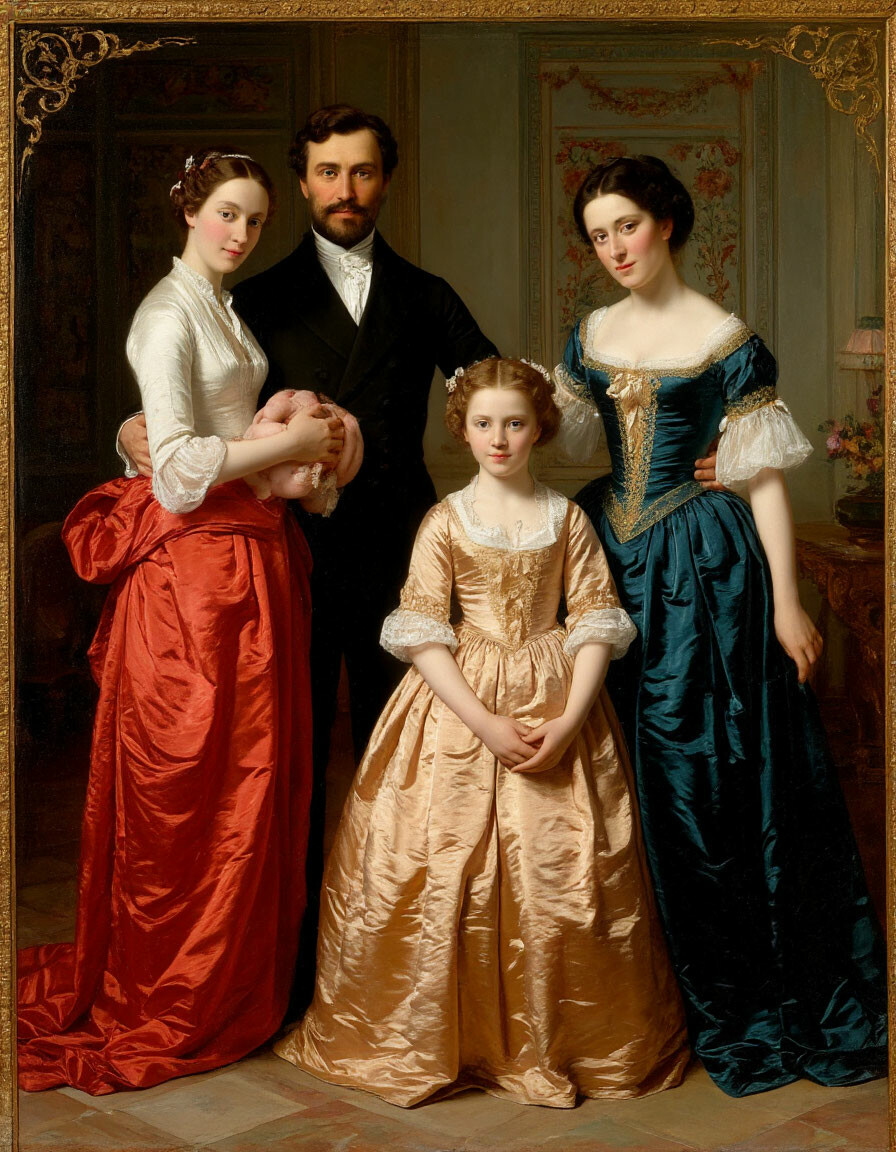 "Karl Bryulov, the family" — image created in Shedevrum