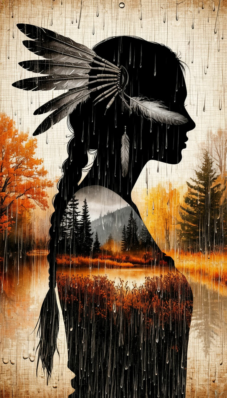 английская акварель, двойная экспозиция, мурмурация капель дождя в ...