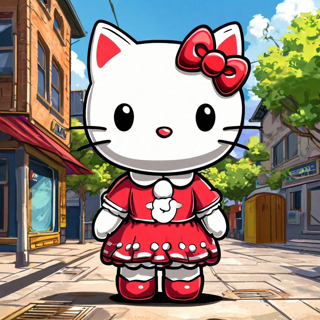 "Hello kitty cartoon in 2D 2d style, 1980" — image created in Shedevrum