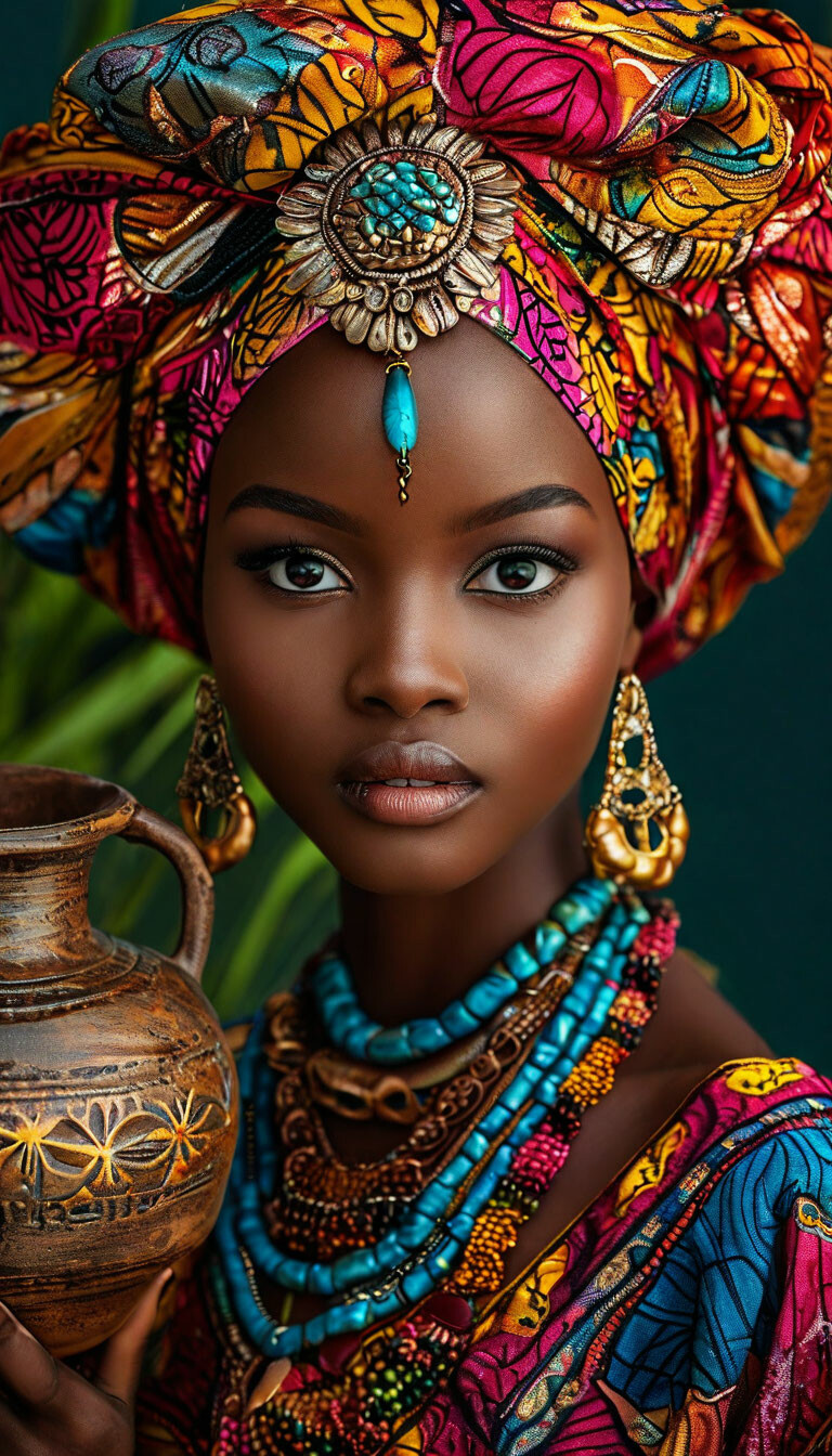 "Incredibly beautiful young Nigerian girl in a turban and national ...