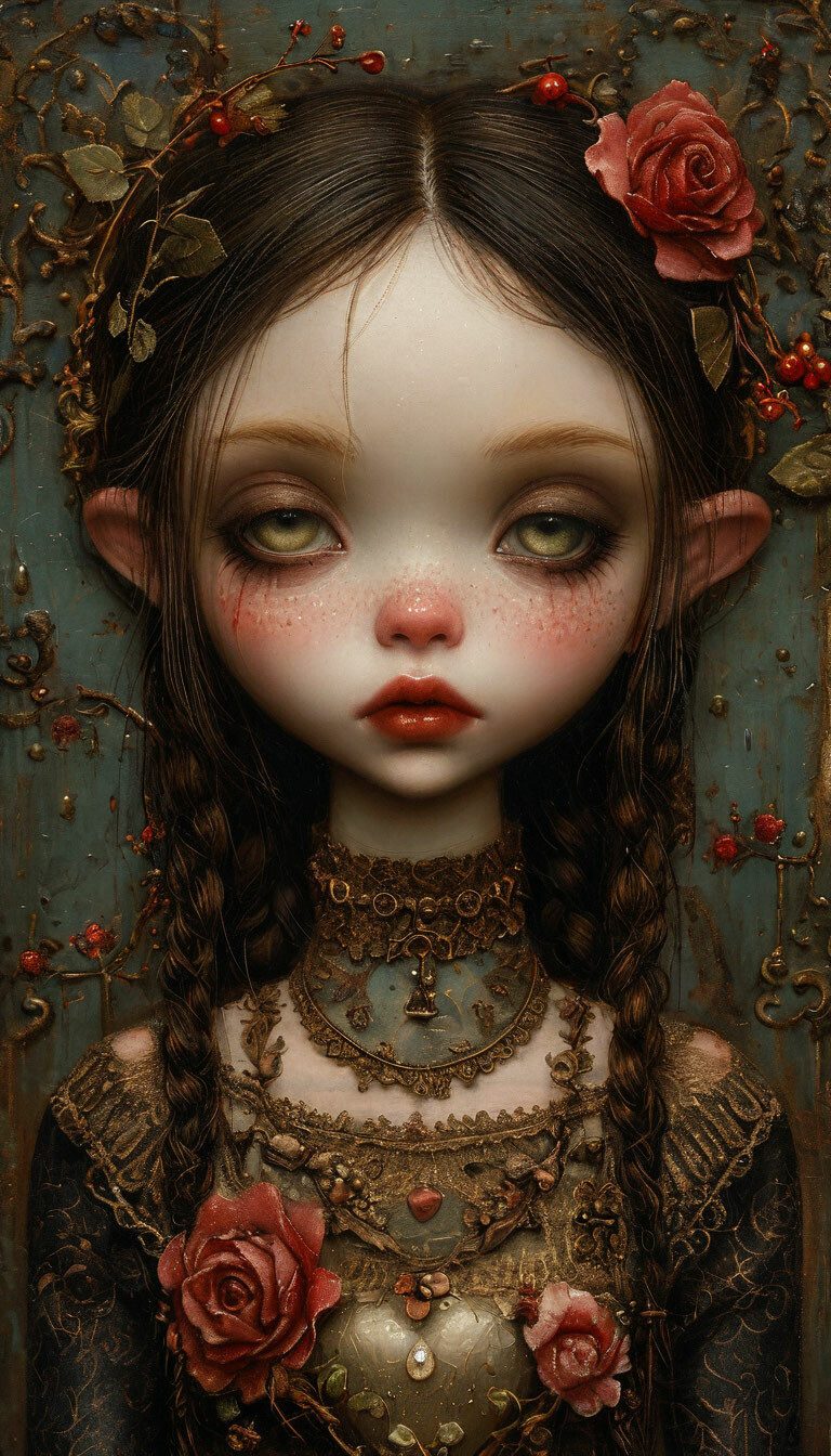 "Mark Ryden, Why, you may ask, I'm always sad., Tears coming, They pour ...