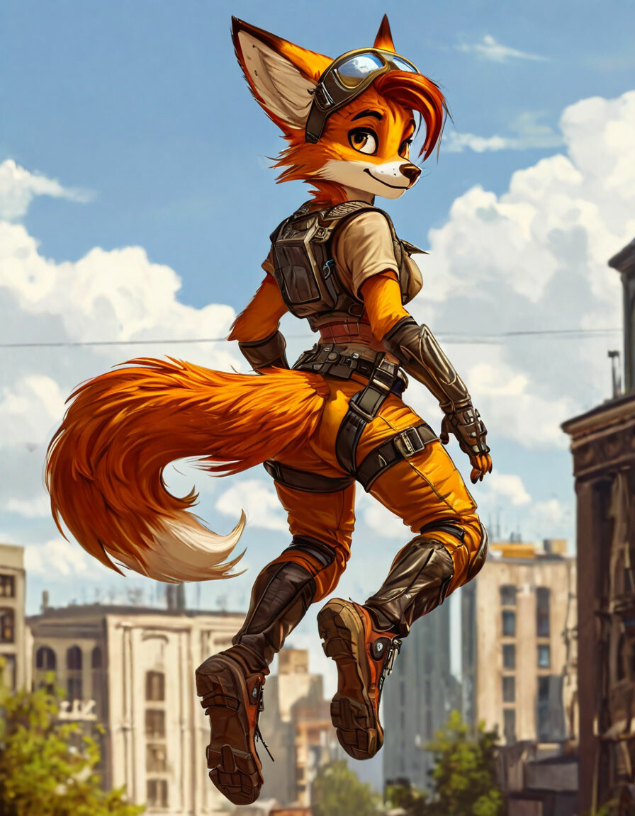 "Orange vulper, anthro, female furry, brown spotted, freckled, big ...