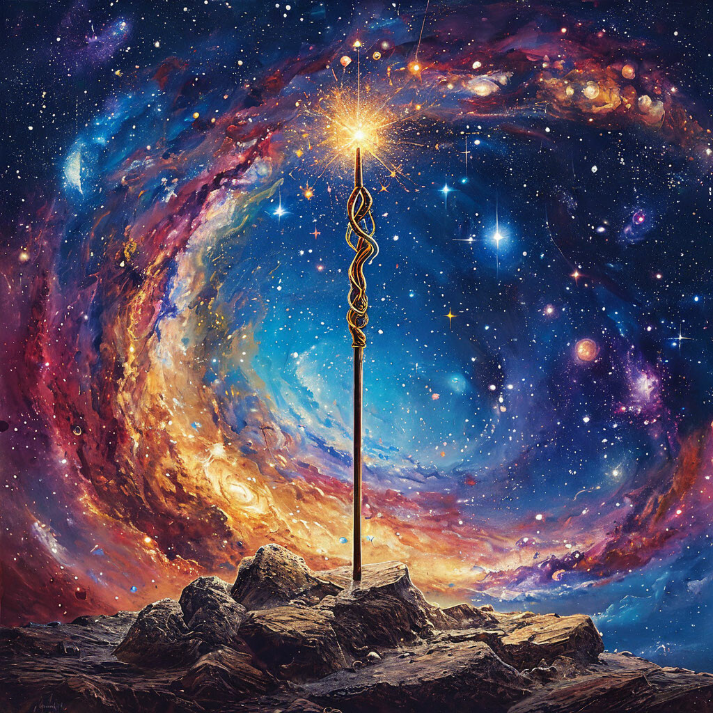 "The staff of space, power, stars and …" — image created in Shedevrum
