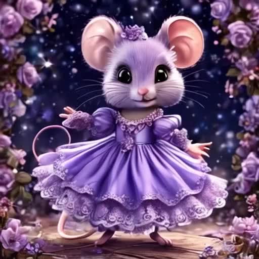 «Lilac mouse, on its hind legs,dancing, big cute eyes,ballroom, modest ...