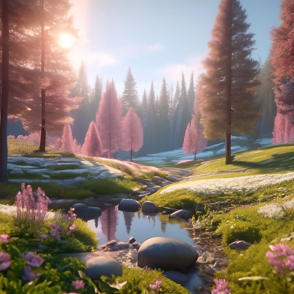 "Early spring morning in the forest" — image created in Shedevrum
