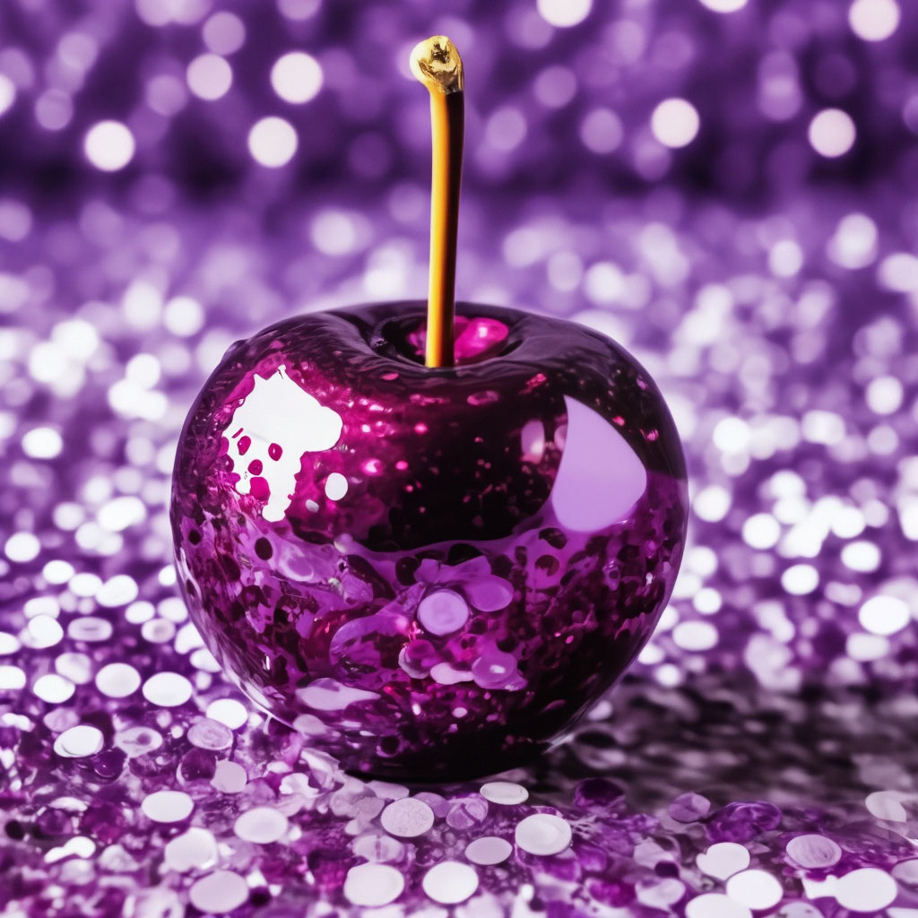 "A plastic cherry and inside a purple color with sequins and different ...