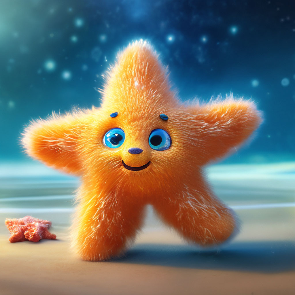 "🌺arlinka🌺 Digital painting.A soft fluffy funny starfish toy. A ...
