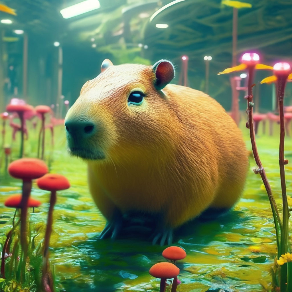"A capybara inside a field" — image created in Shedevrum