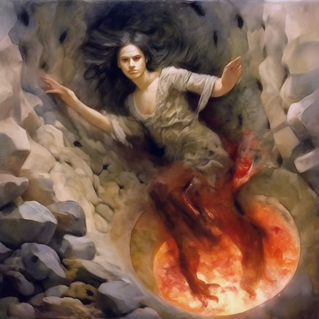 "Watercolor,intrictions of a bizarre hell,falling,with stones,gzhel,a ...