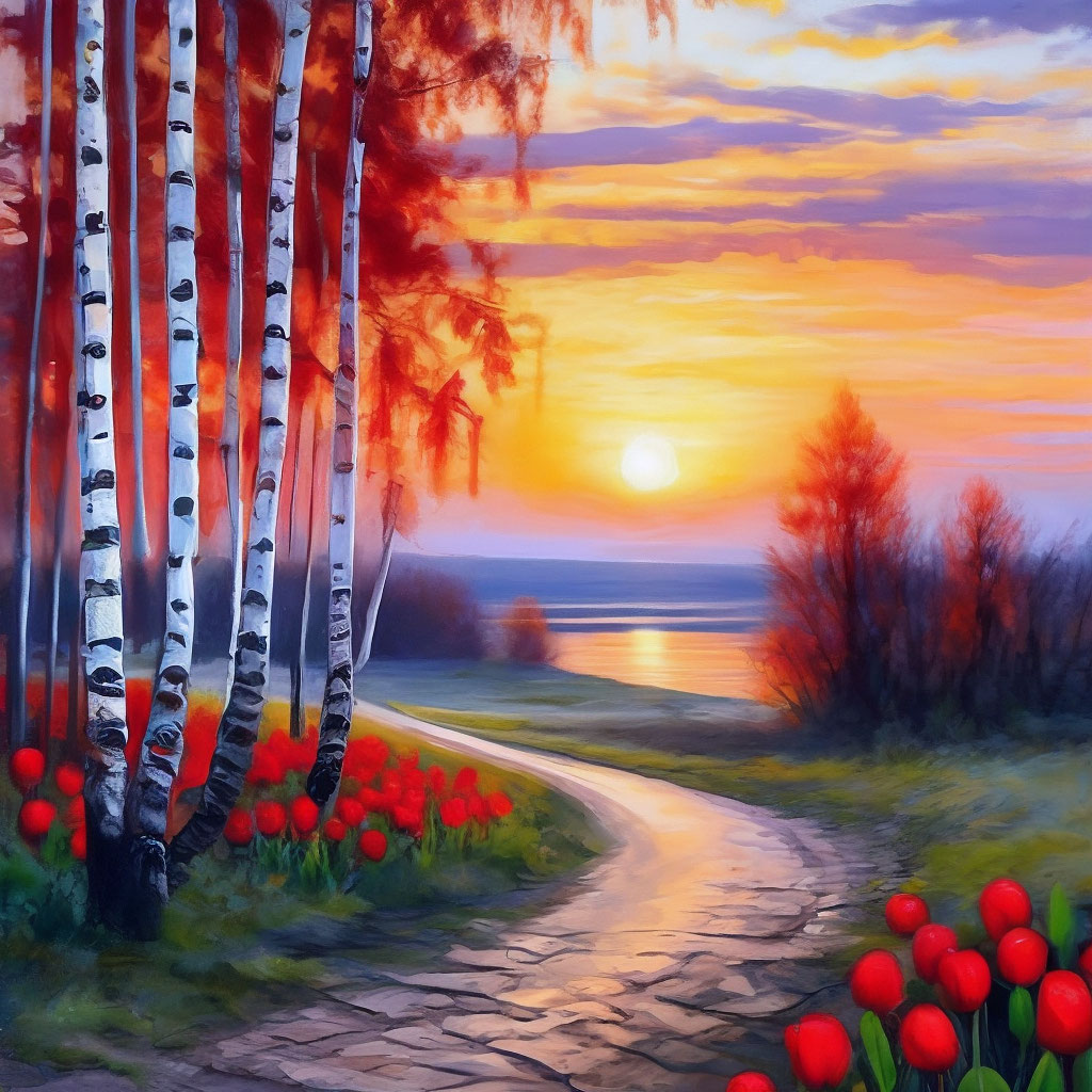 "On a completely white background, a landscape in the izonit technique ...