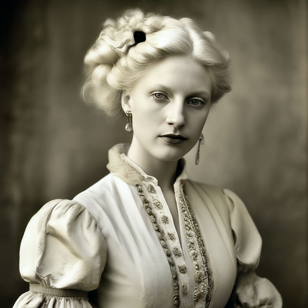 "Italian albino woman in a dress and hairstyle in the style of 1900 ...